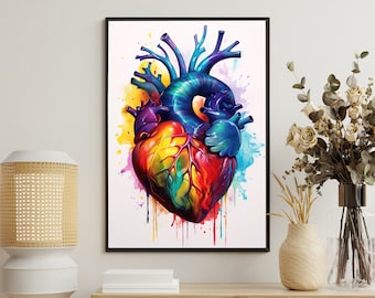 Colorful Heart of Flowers Wall Art Poster Love Inspired Print ...