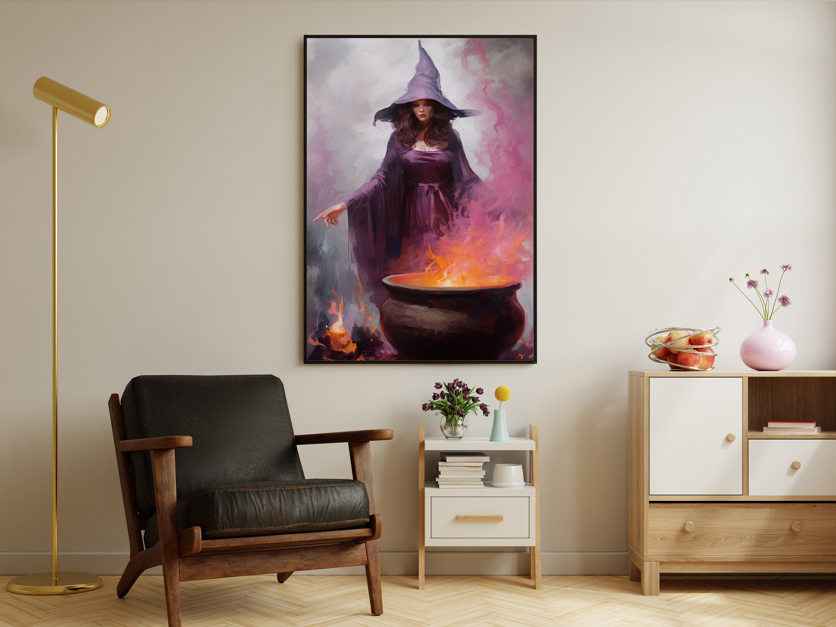 Witch Spelling Painting, Witch Art Print, Witch Canvas Print, Witch ...