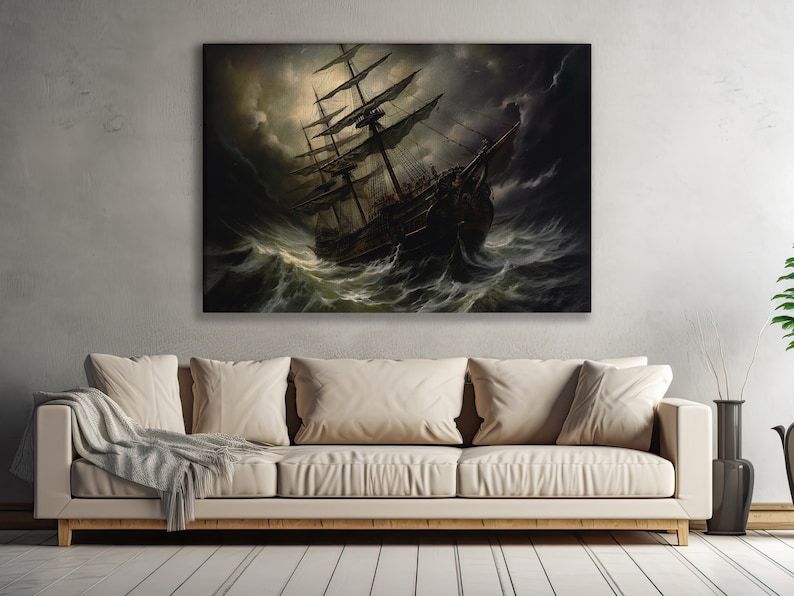 Vintage Pirate Ship Painting, Pirate Ship Art Print, Ancient Ship ...