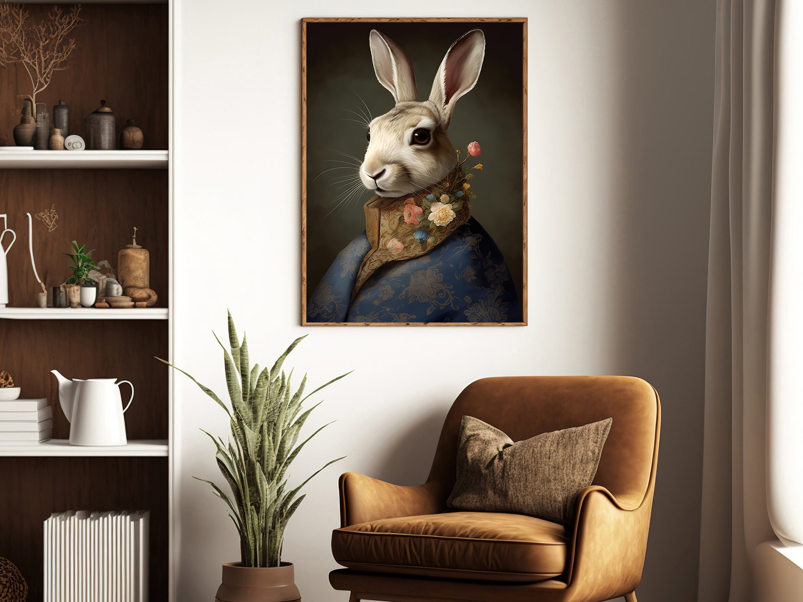Victorian Rabbit Portrait Painting, Rabbit Art Print, Rabbit Canvas ...