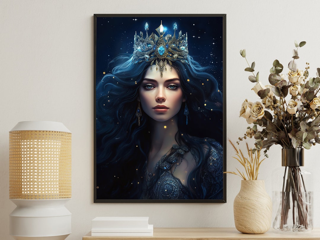 Vintage Mythical Woman Painting, Magic Woman Art Print, Mythical Canvas ...