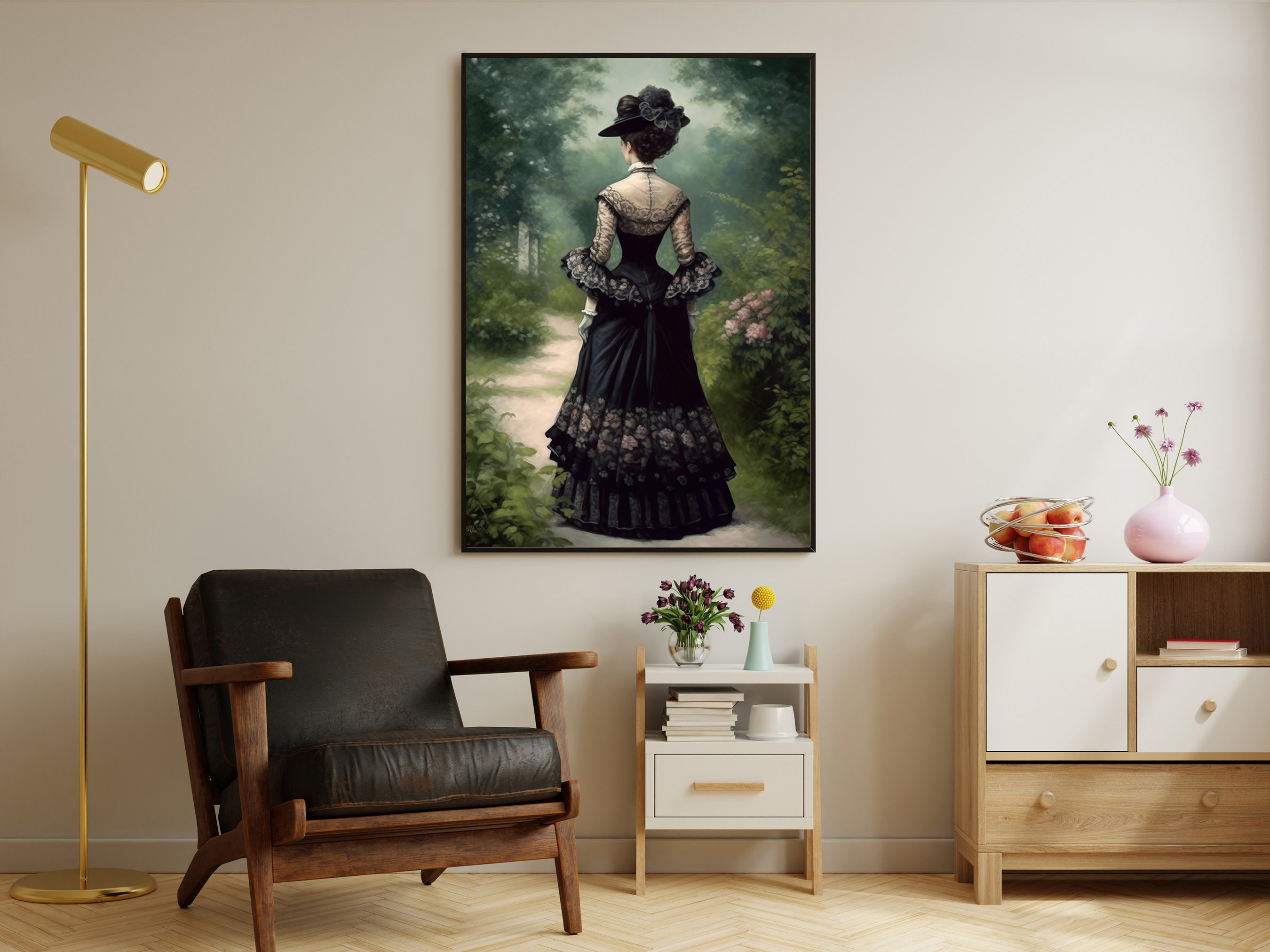 Vintage Victorian Woman Painting, Victorian Art Print, Victorian Canvas ...