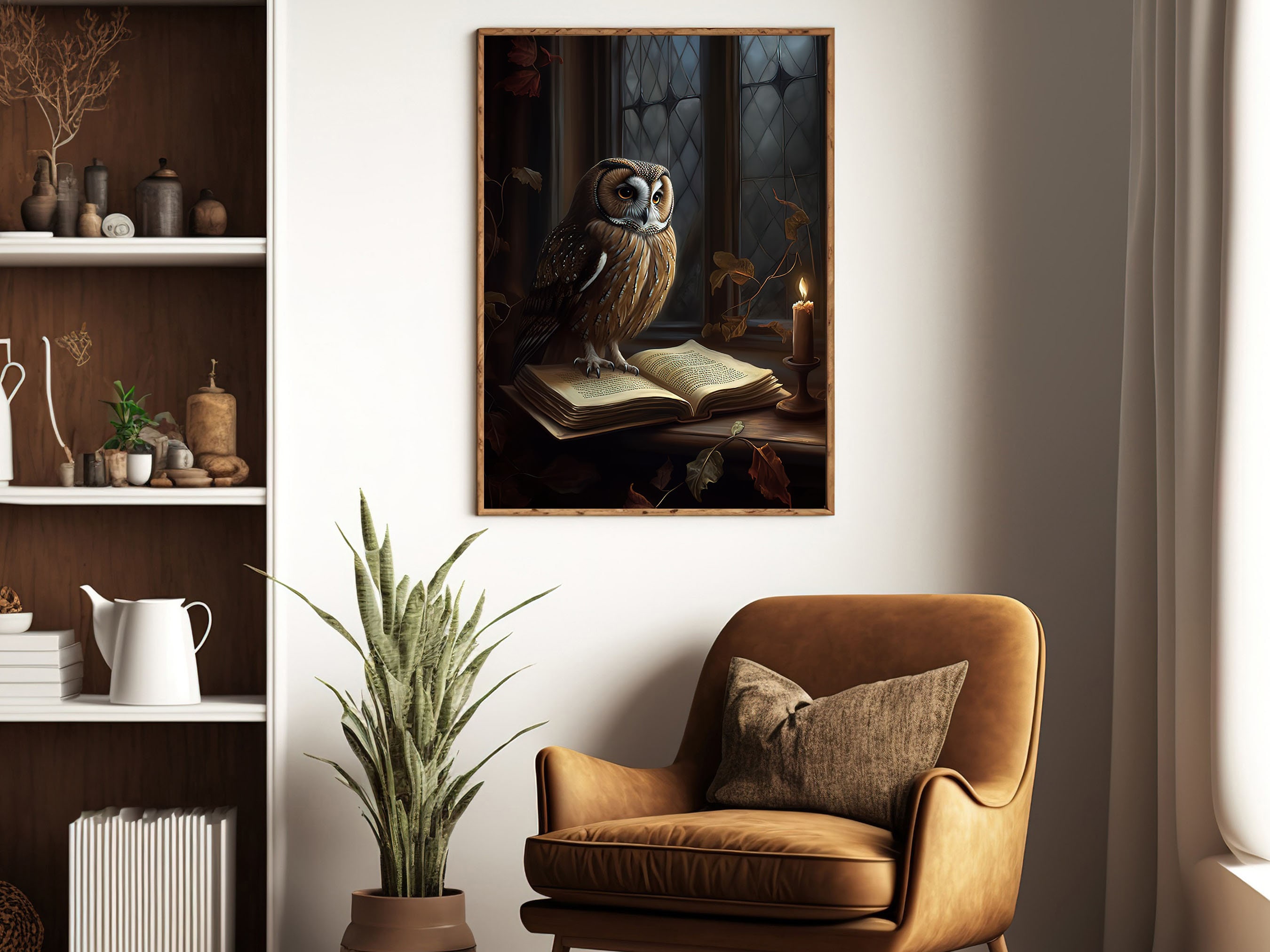 Vintage Owl Painting Retro Owl Art Print Owl Canvas Print - Etsy