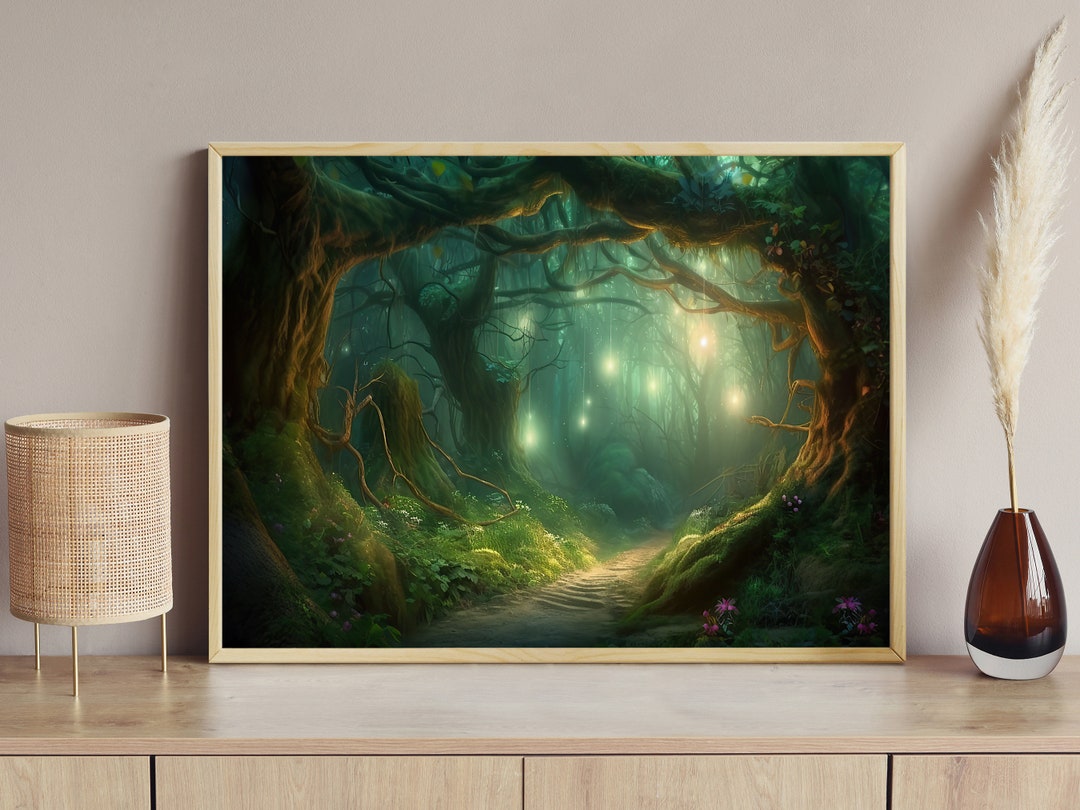 Magical Forest Light Painting, Enchanted Forest Art Print, Mythical ...