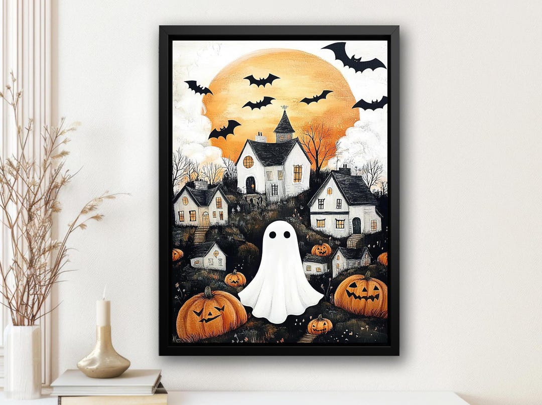 Vintage Ghost Canvas, Dark Ghost Poster, Ghost Print, Halloween Wall ...