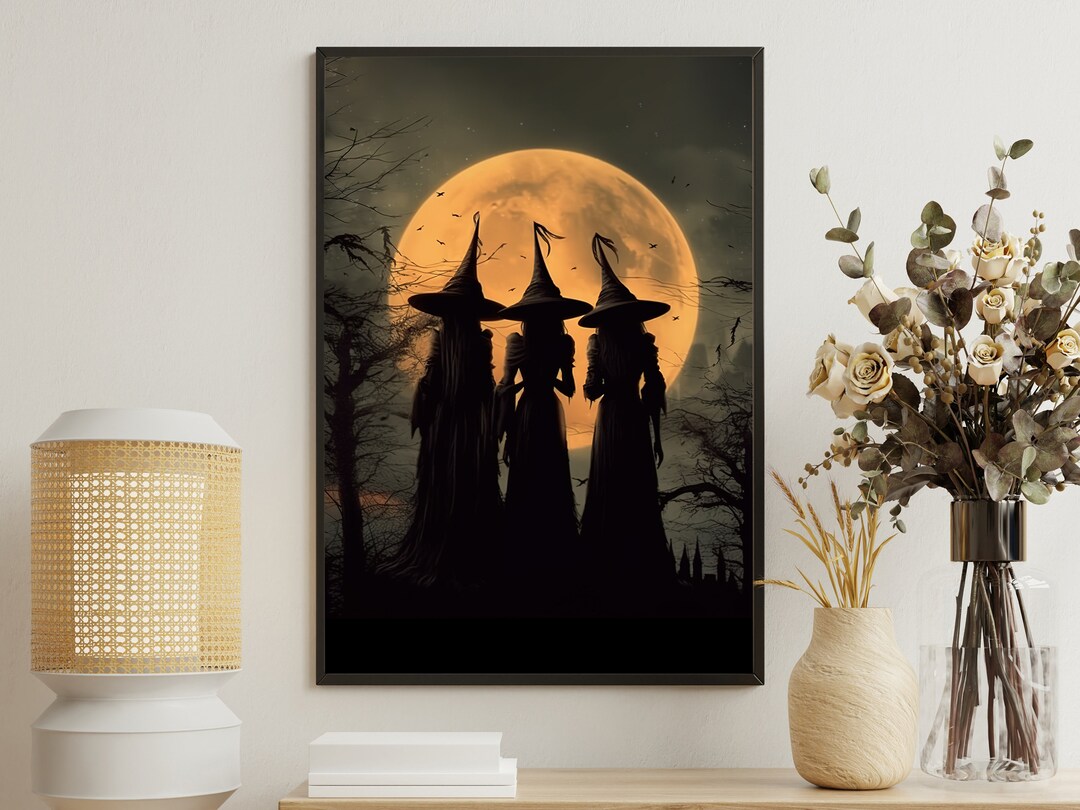 Three Witches Art Print: Vintage Gothic Halloween Decor - Etsy