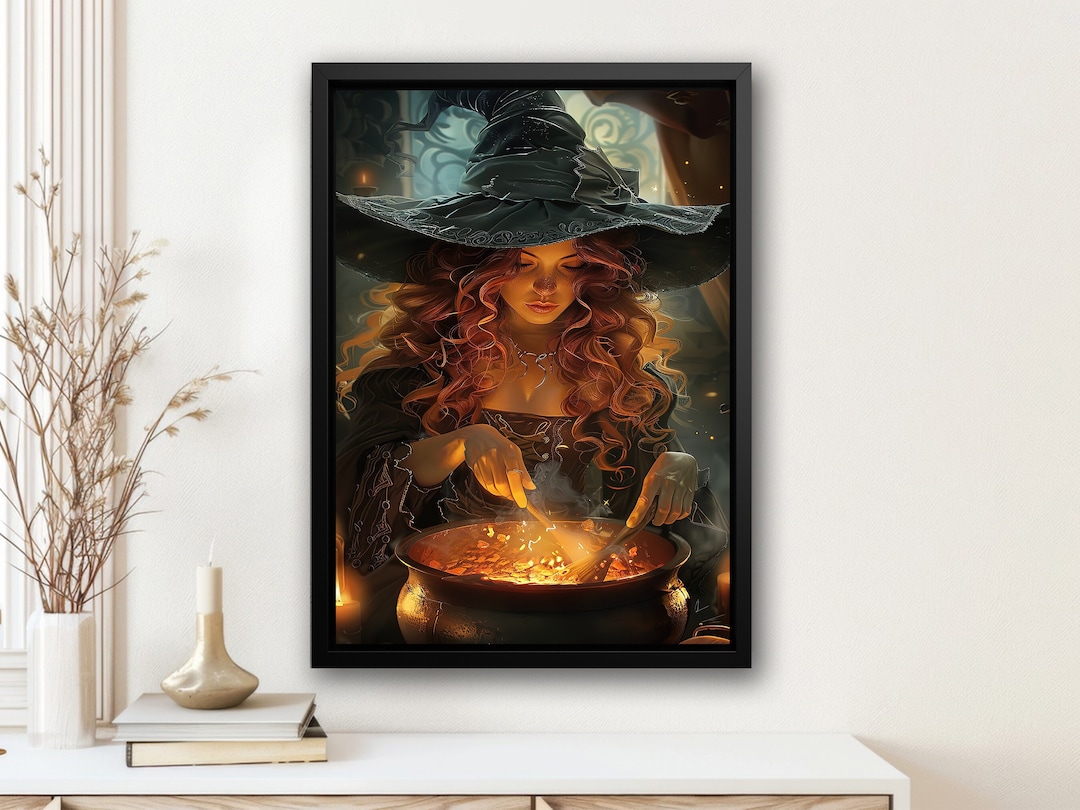 Cottage Young Witch Hocus Pocus Canvas Print, Witch Poster Print ...