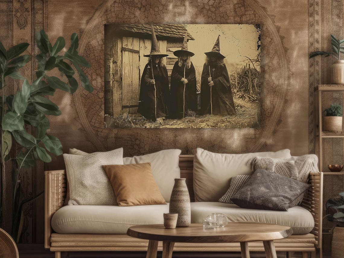 Classic Three Old Witches Canvas Print, Witch Poster, Halloween Wall ...
