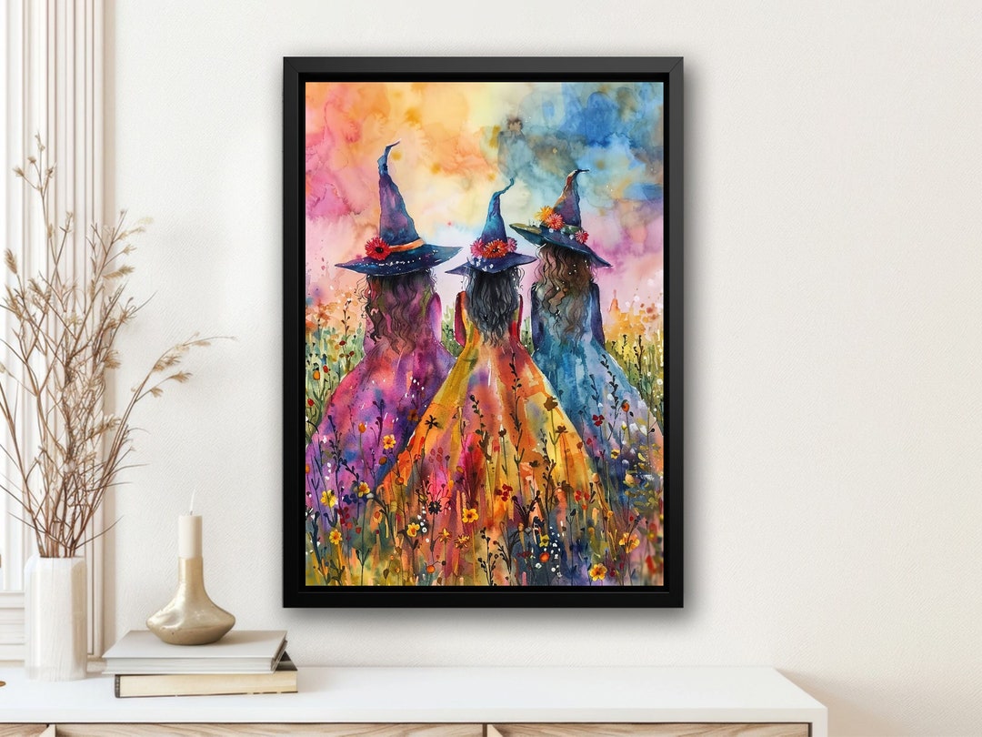 Witch Spelling Painting, Witch Art Print, Witch Canvas Print, Witch ...