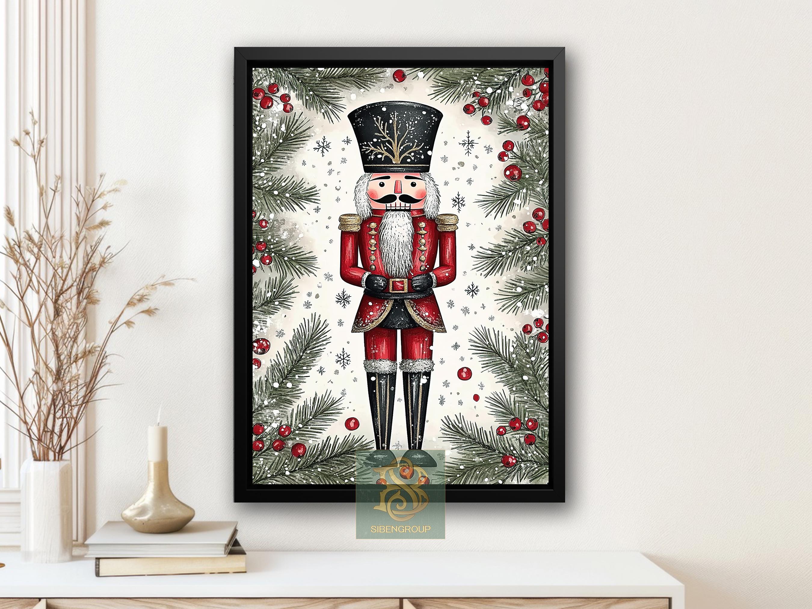Nutcracker Soldier Canvas Print, Classic Christmas Toy Poster, Festive ...