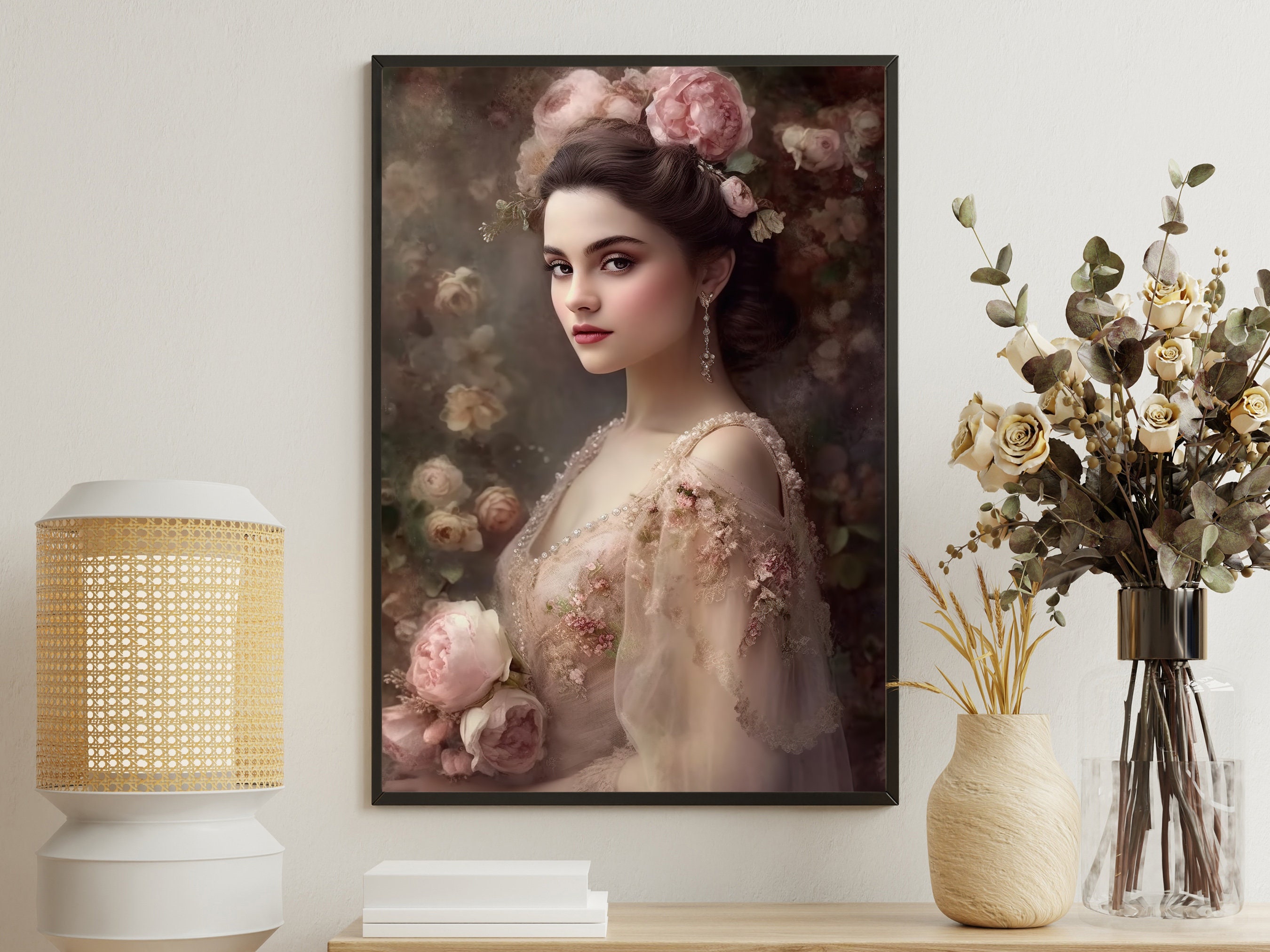Vintage Victorian Woman Painting, Victorian Art Print, Victorian Canvas ...
