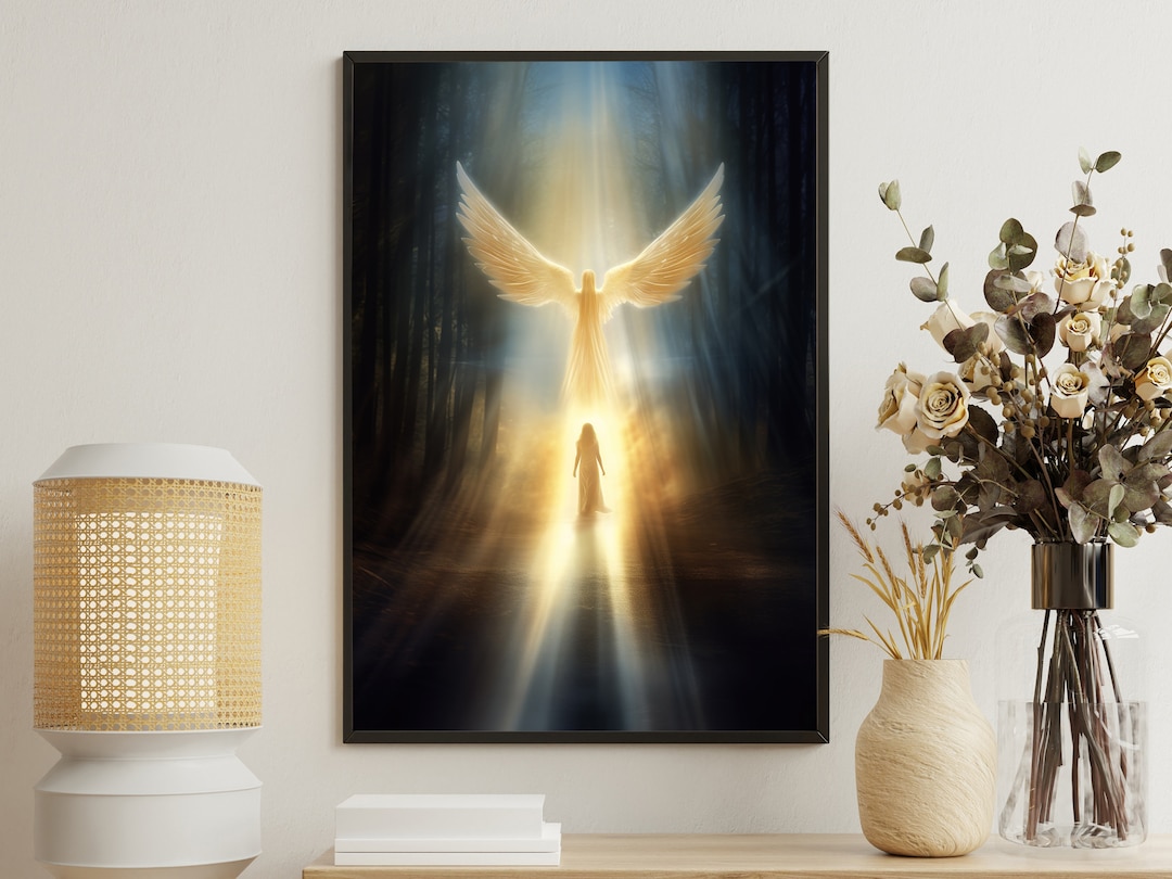 Vintage Guardian Angel Art Print: Christian Wall Decor - Etsy
