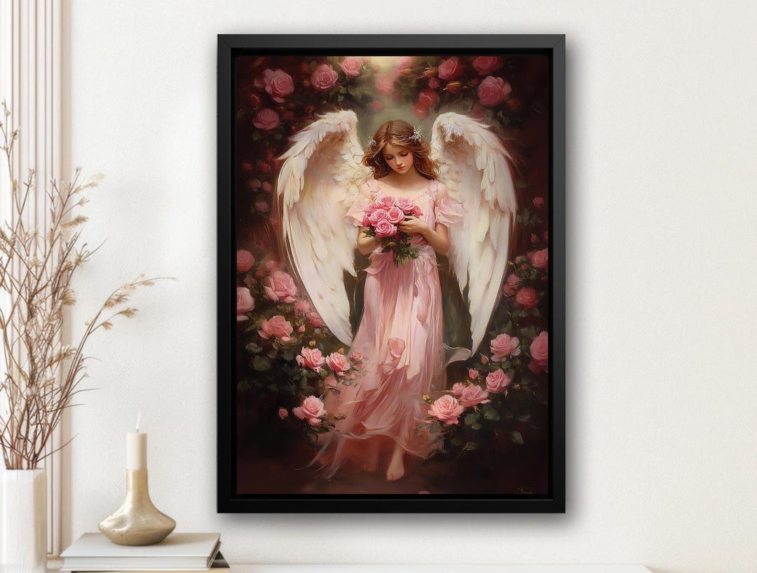Vintage Angel Painting, Spiritual Canvas, Celestial Poster, Ethereal ...