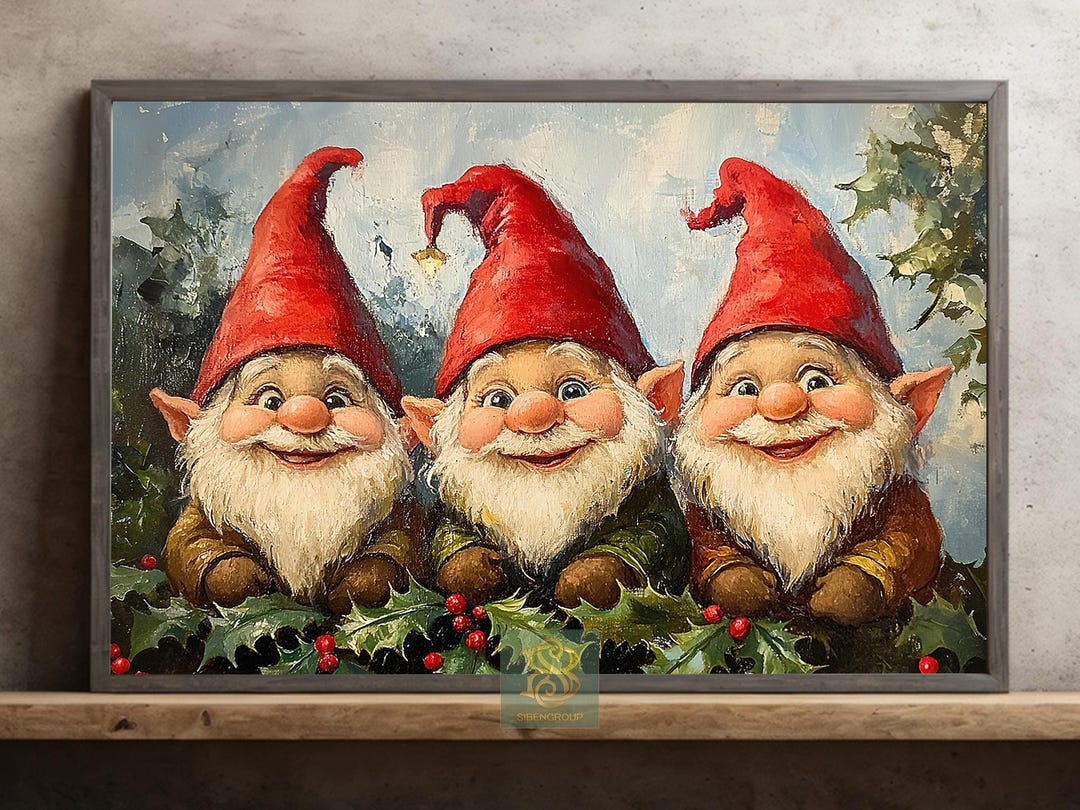 Funny Christmas Elves Canvas Print: Vintage Xmas Wall Art - Etsy