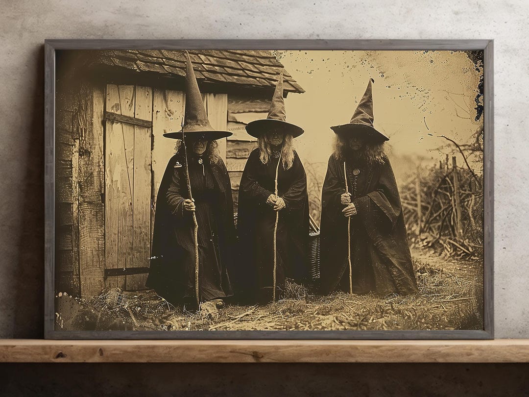 Classic Three Old Witches Canvas Print, Witch Poster, Halloween Wall ...