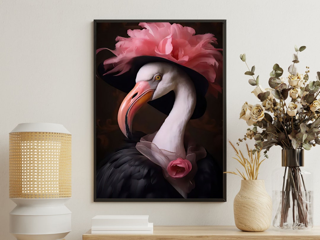 Victorian Flamingo Lady Art Print: Gothic Animals Wall Decor - Etsy