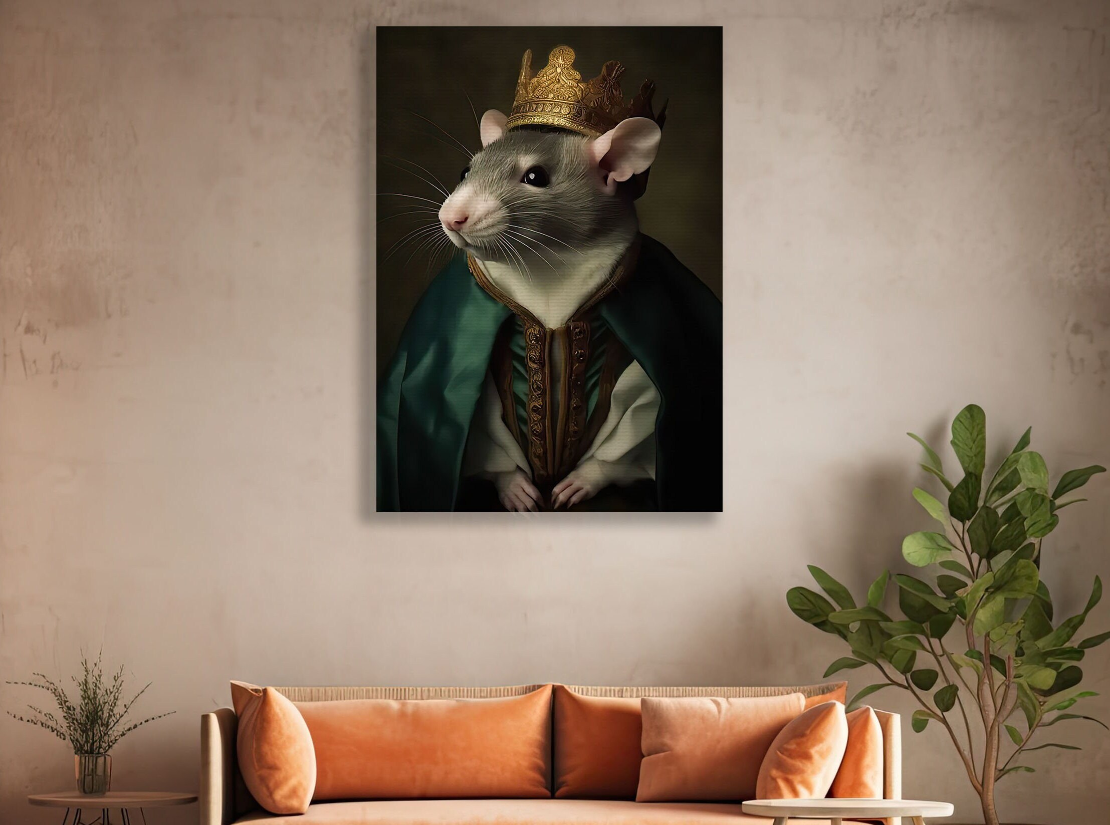 Vintage Mouse King Painting, Renaissance Mouse Art Print, Mouse Canvas ...
