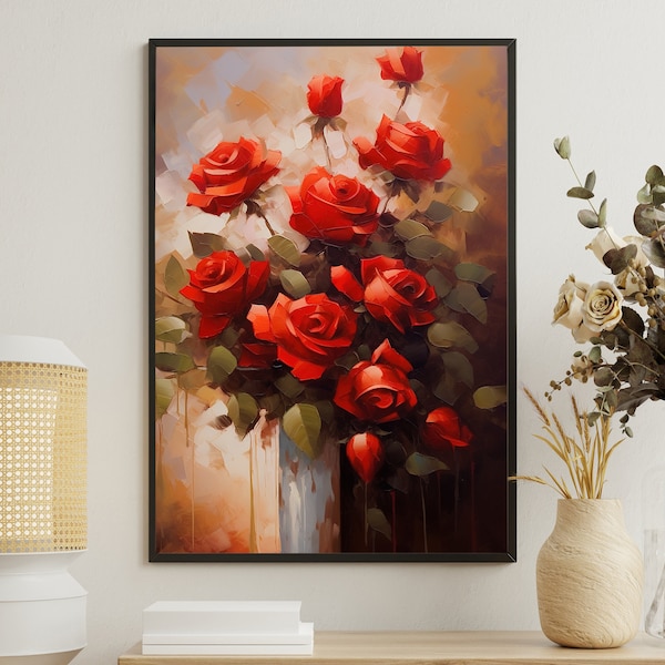 Rose Painting Canvas - Etsy