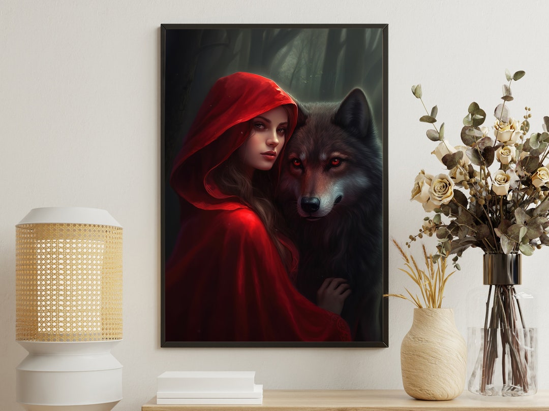 Dark Wolf Woman Art Print: Gothic Mythical Canvas Poster - Etsy