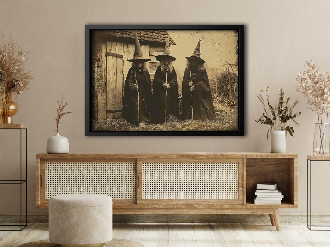 Classic Three Old Witches Canvas Print, Witch Poster, Halloween Wall ...