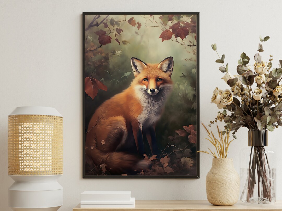 Vintage Fox Canvas Print: Floral Gothic Cottage Art - Etsy