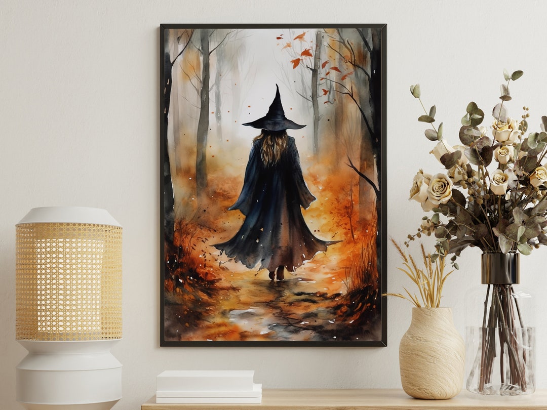 Forest Witch Painting, Witch Art Print, Witch Canvas Print, Gothic Art ...