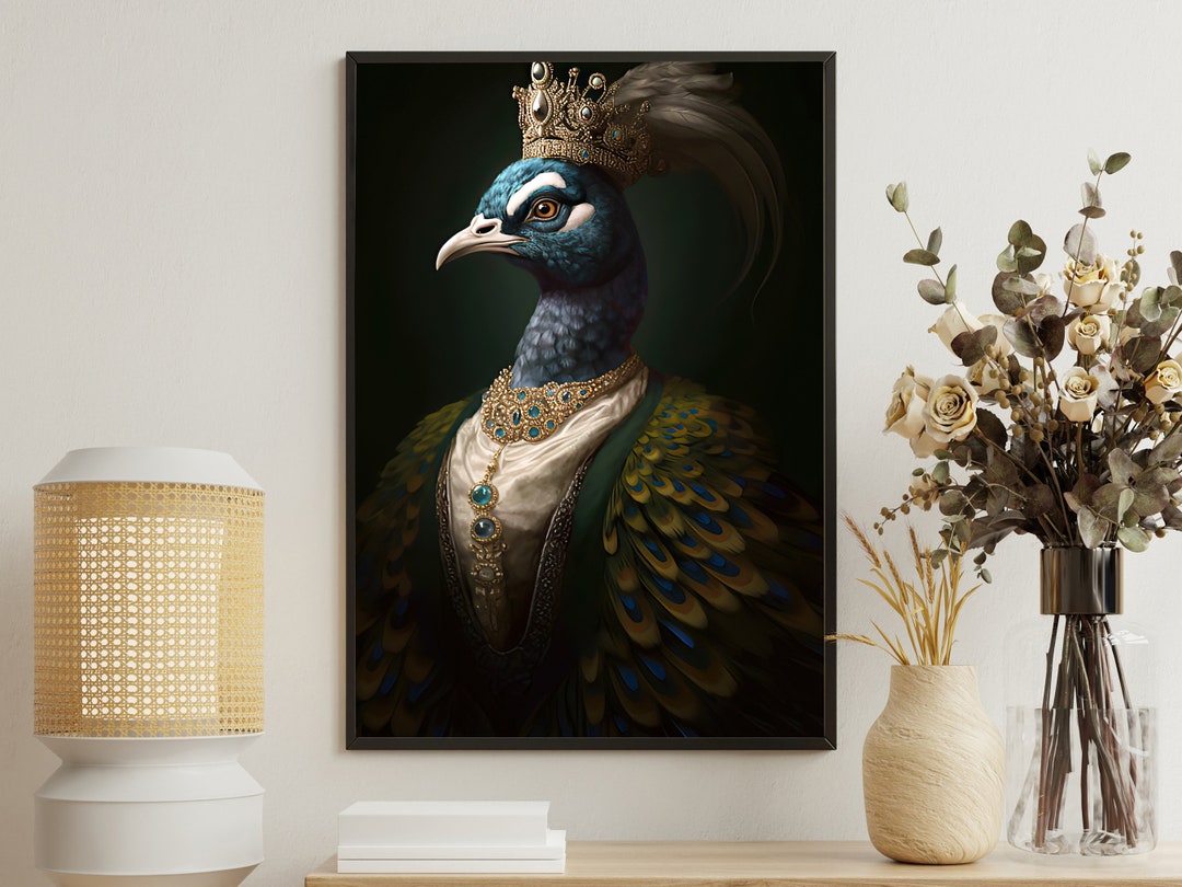 Victorian Lady Peacock Painting, Peacock Art Print, Peacock Canvas ...