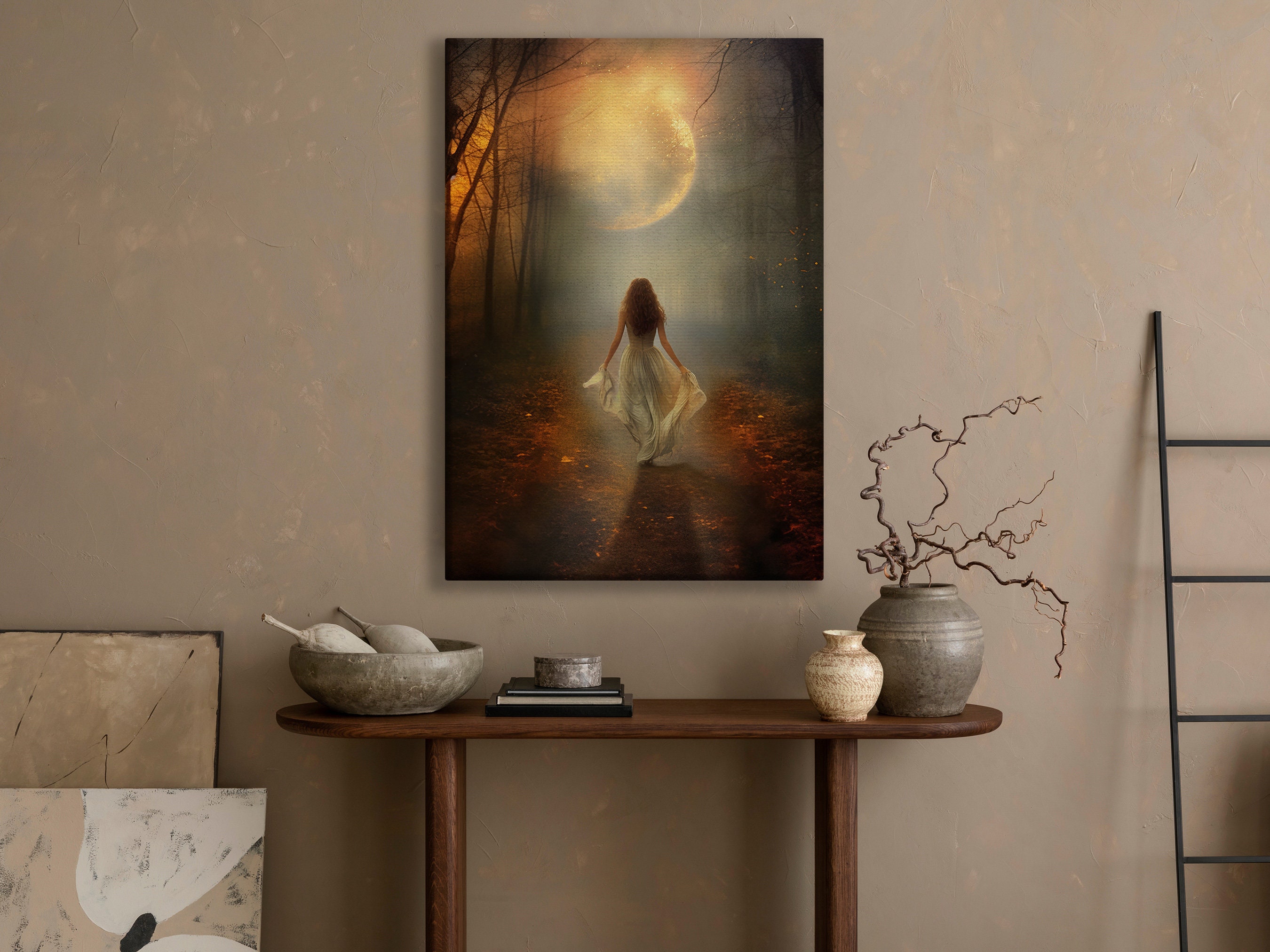Moonlight Woman Painting, Mythical Woman Art Print, Mythical Canvas ...