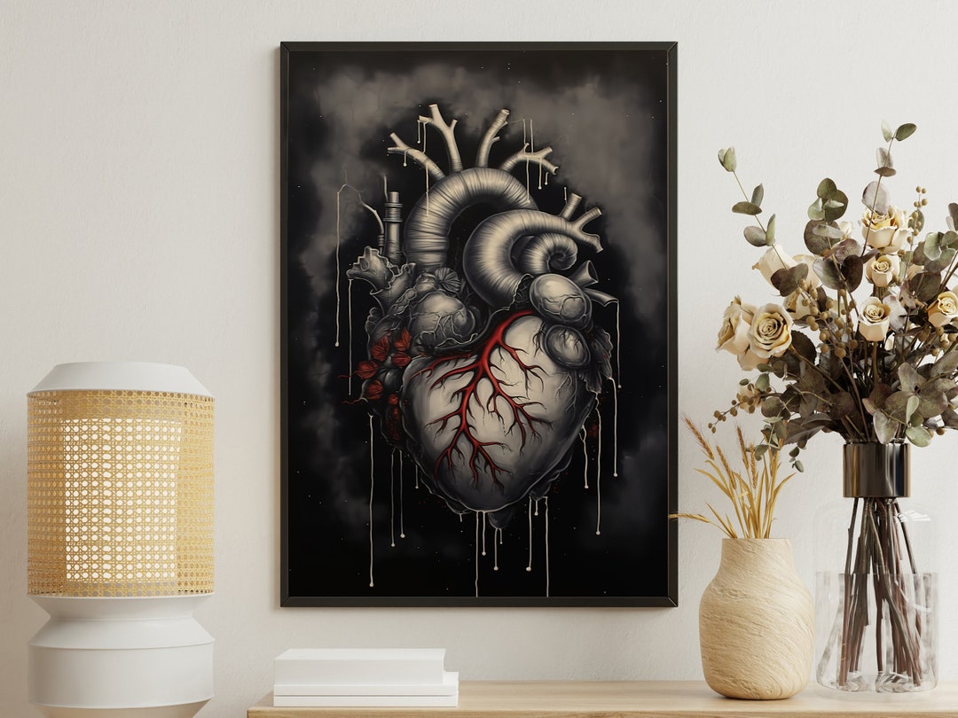 Dark Heart Art Print: Gothic Valentine Canvas or Poster - Etsy