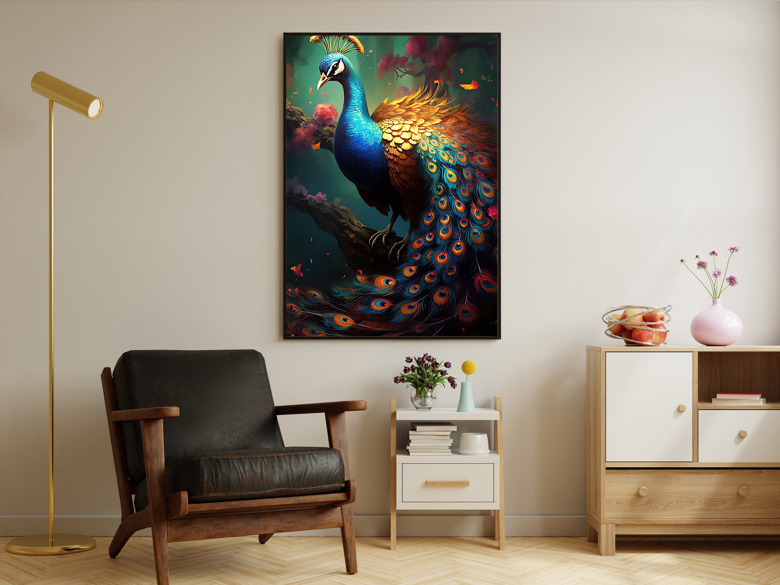 Vibrant Peacock Painting, Peacock Art Print, Peacock Canvas Print ...