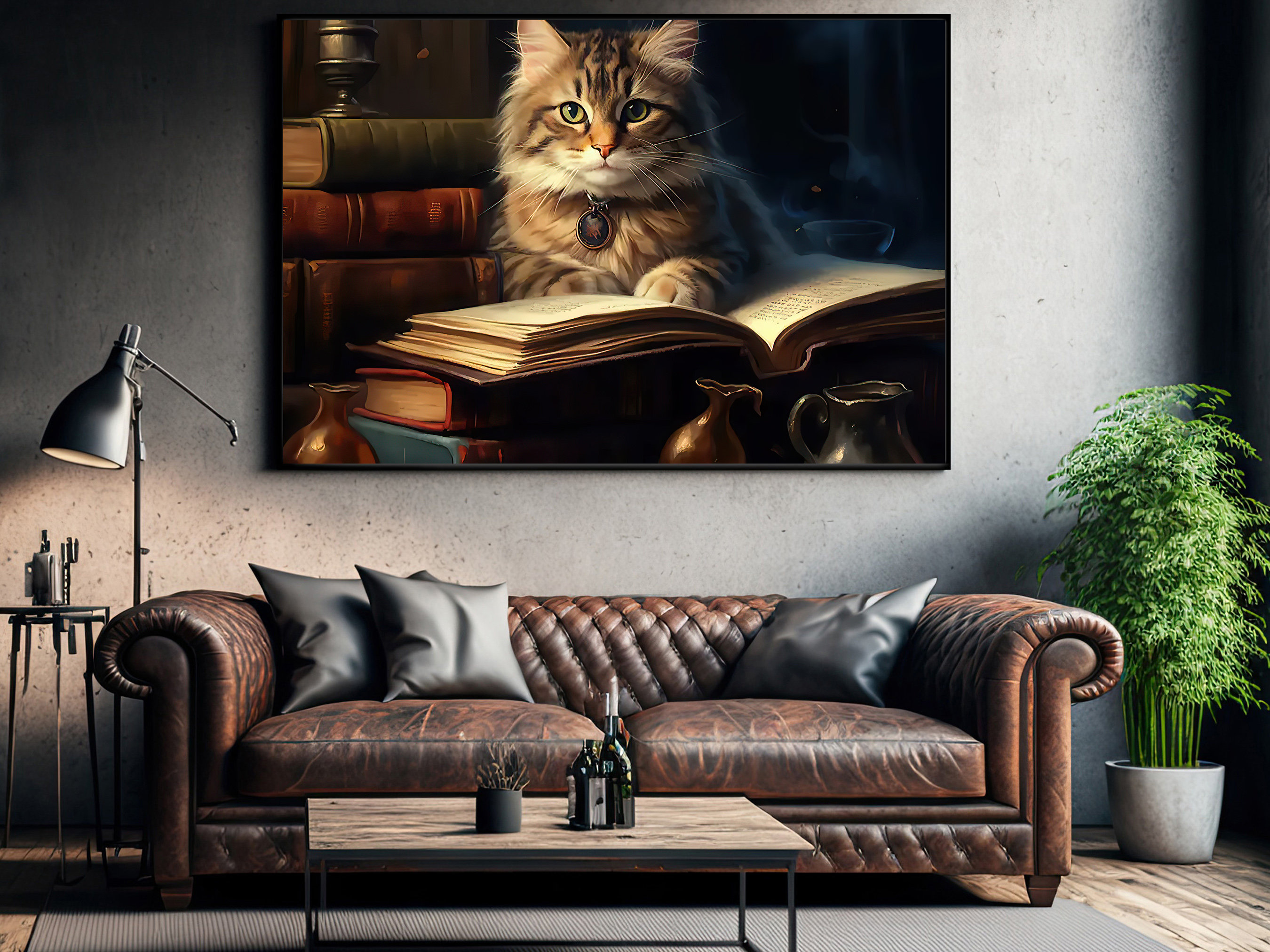 Vintage Cat Painting, Retro Cat Art Print, Cat Canvas Print, Gothic Art ...