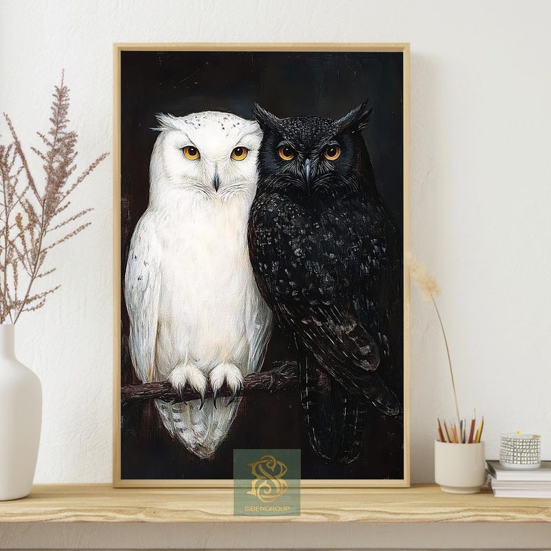 Paintings Pair of Owls - Etsy