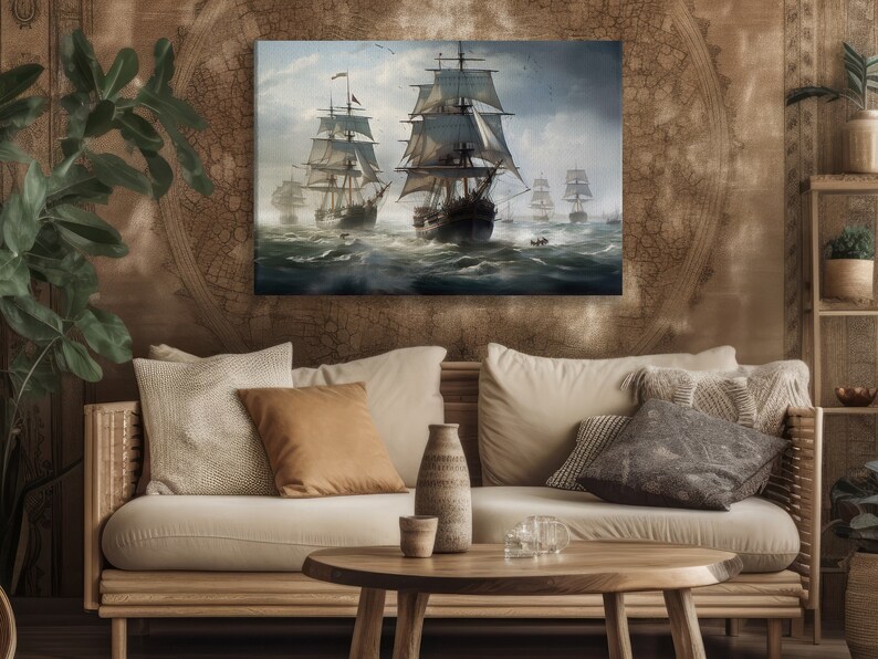 Vintage Pirate Ship Painting Canvas Art Print Retro Pirate Adventure ...
