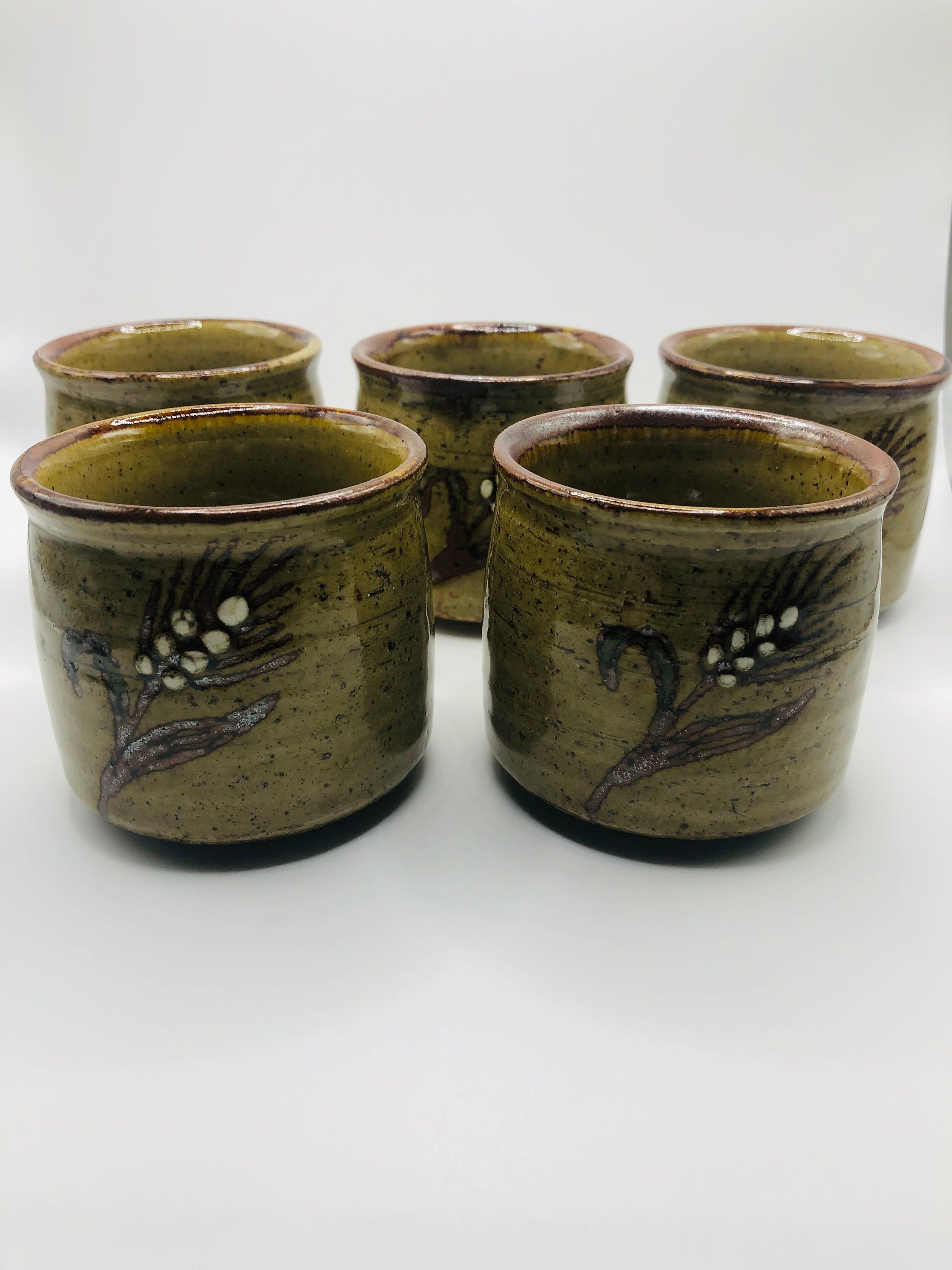 Vintage Otagiri Stoneware Teapot Rattan Handle Cups 5 Wheat Japan - Etsy