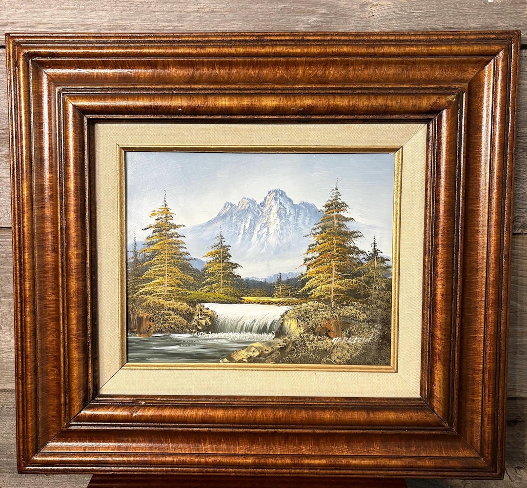 Vintage Marklein Oil Painting Landscape Waterfall Mountain 16"x 18 ...