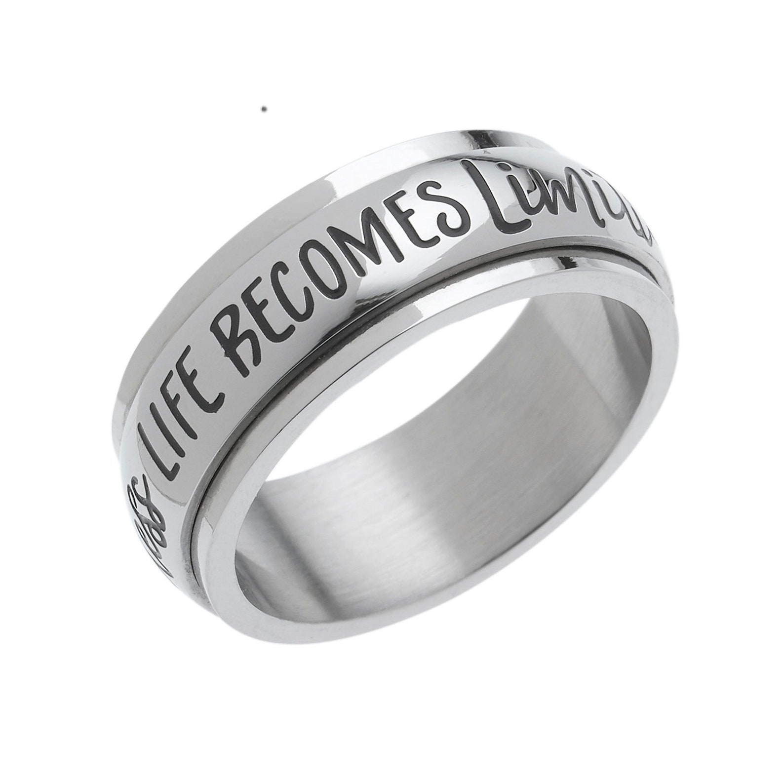 Women's Spinner Ring Life Becomes Limitless Once You Become Fearless ...