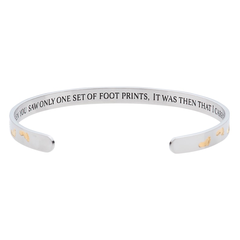 Bangle Bracelets for Women- Reminder Bracelets Two-tone Footprints in ...