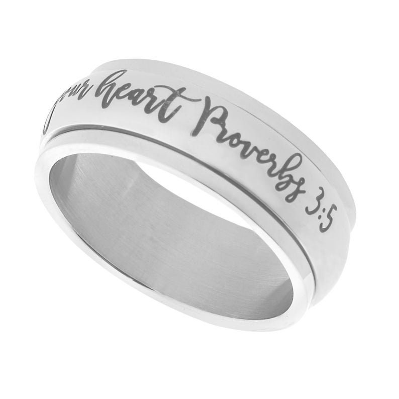 8mm Women's Spinner Ring Trust in the Lord With All Your Heart ...