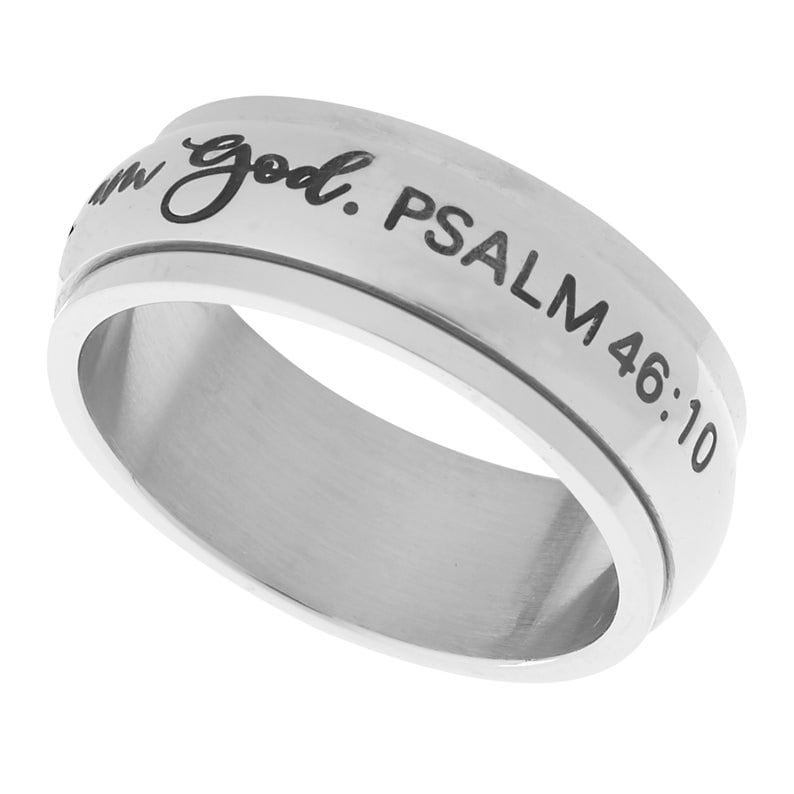 8mm Women's Spinner Ring - Be Still and Know That I Am God .. Christian ...