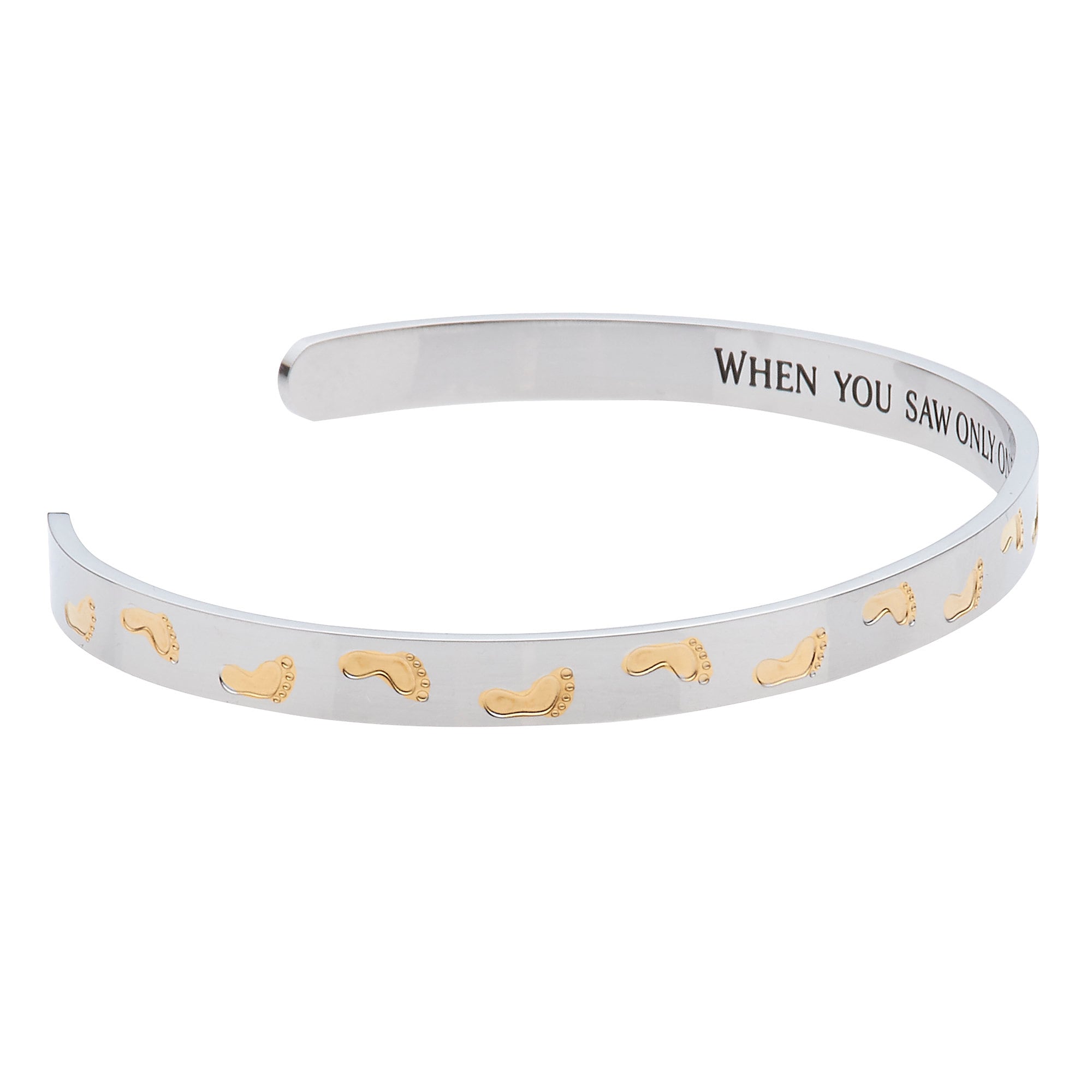 Bangle Bracelets for Women- Reminder Bracelets Two-tone Footprints in ...