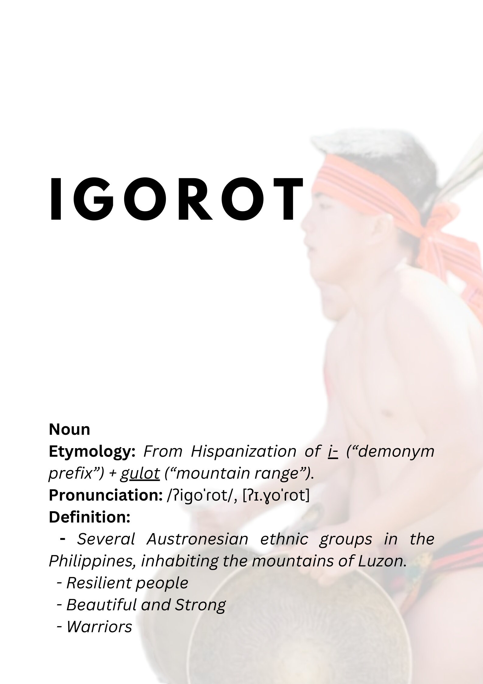 Igorot Definition Poster - Etsy