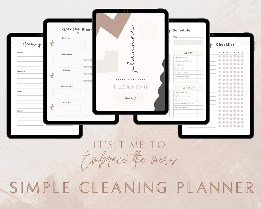 Simple Digital Cleaning Planner | Home Cleaning Bundle | Undated - Etsy