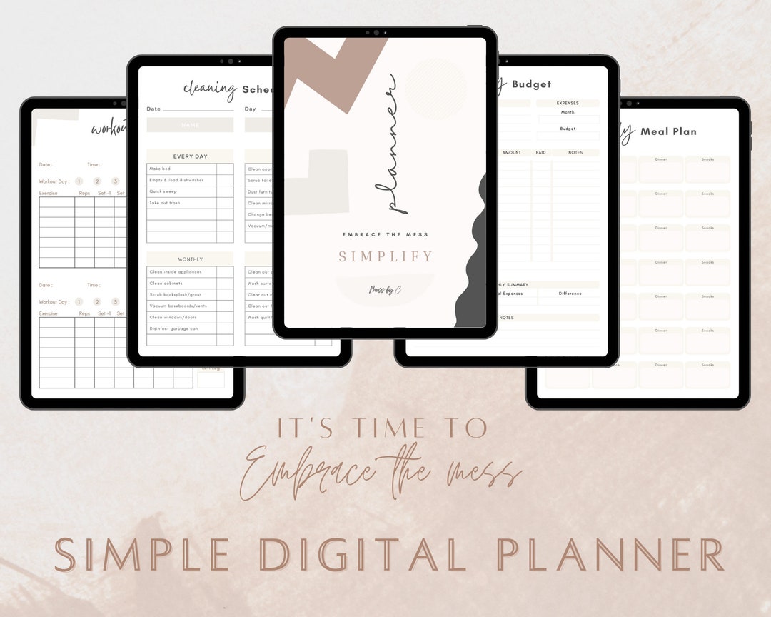 Simple Digital Planner | Home Management Bundle | Undated | Cleaning ...