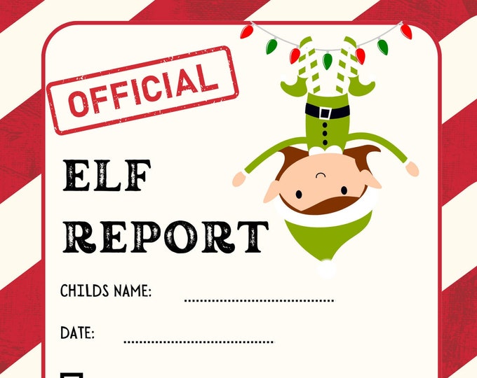Elf Report Card, Santa Report Card, Printable Elf Report Card, Report ...