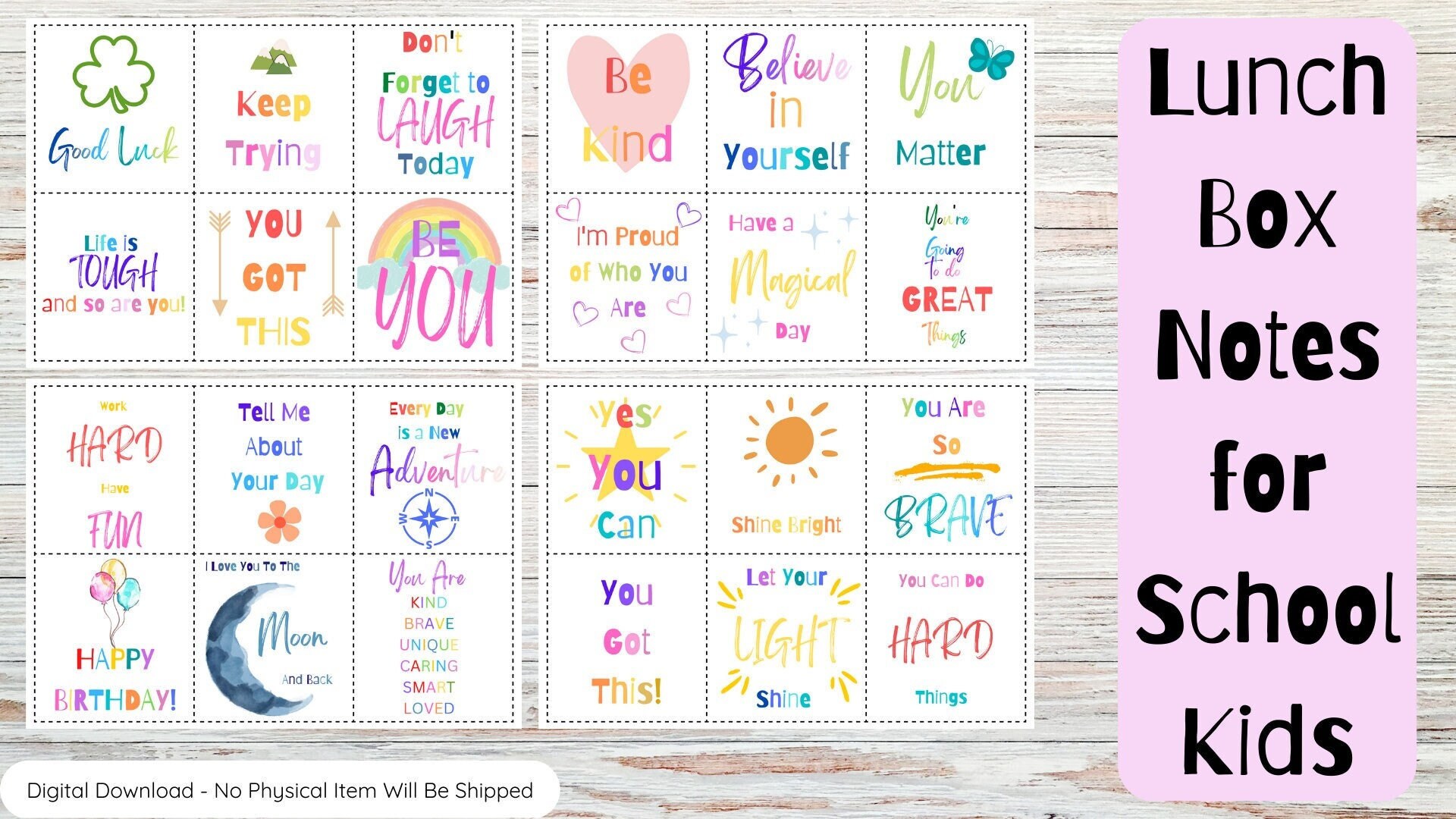 Lunchbox Notes for Kids, Printable Lunchbox Notes, Inspirational Notes ...