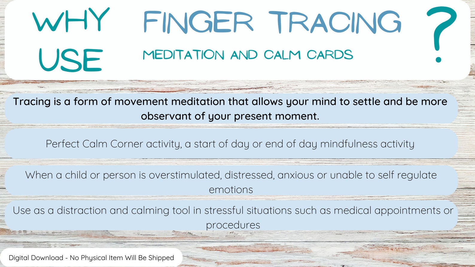 Finger Tracing Calming Cards, Printable Mindfulness Flash Cards, Calm ...