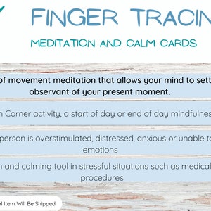 Finger Tracing Calming Cards, Printable Mindfulness Flash Cards, Calm ...