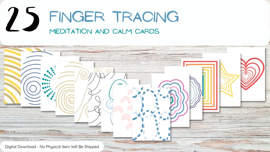 Finger Tracing Calming Cards, Printable Mindfulness Flash Cards, Calm ...