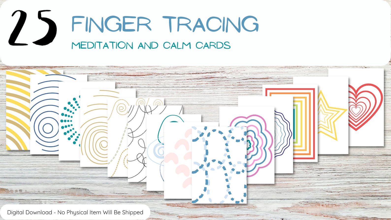 Finger Tracing Calming Cards, Printable Mindfulness Flash Cards, Calm ...