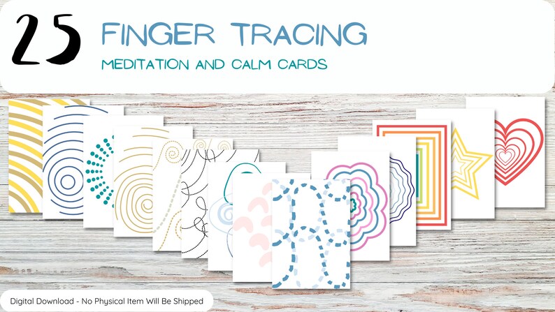 Finger Tracing Calming Cards Printable Mindfulness Flash - Etsy